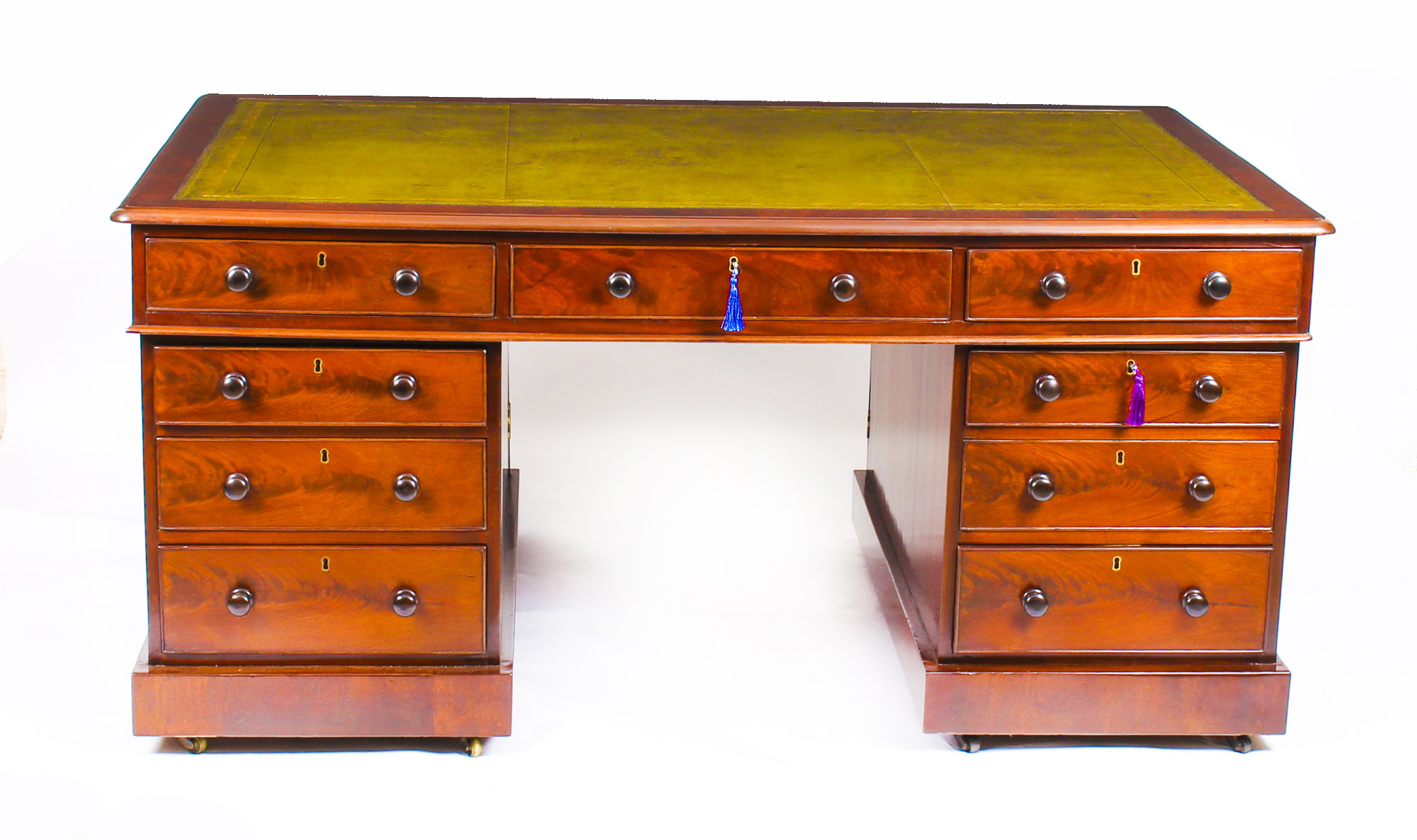 Antique George IV Flame Mahogany Partners Pedestal Desk c.1840 19th ...