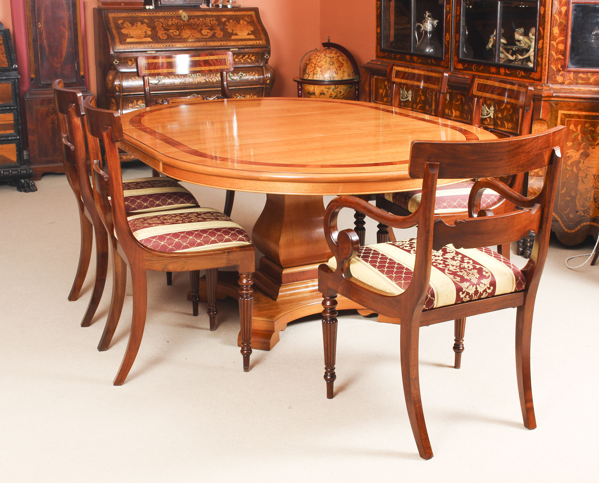 Vintage Circular Extending Dining Table by Charles Barr & 6+2 chairs ...